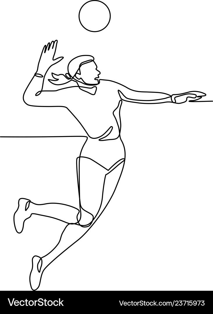 Volleyball player striking ball continuous line Vector Image