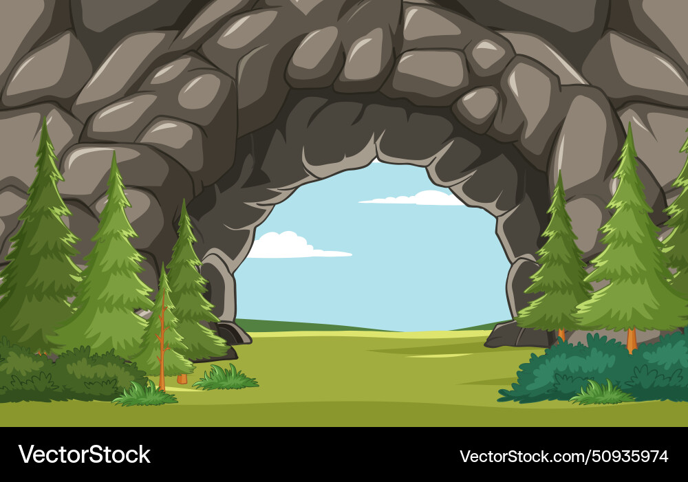 A cave opening to nature Royalty Free Vector Image