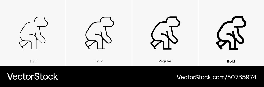 Australopithecus icon thin light regular and bold Vector Image