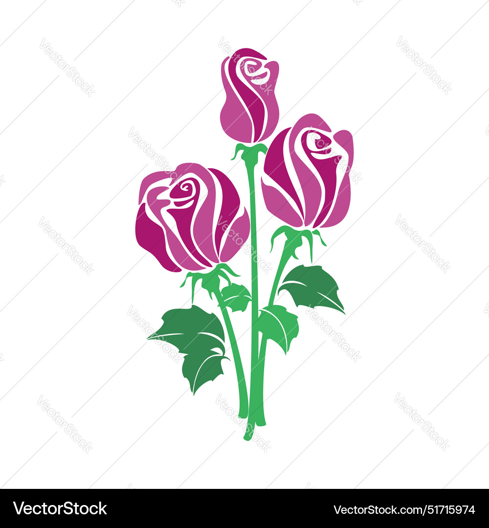 Bouquet of three roses Royalty Free Vector Image