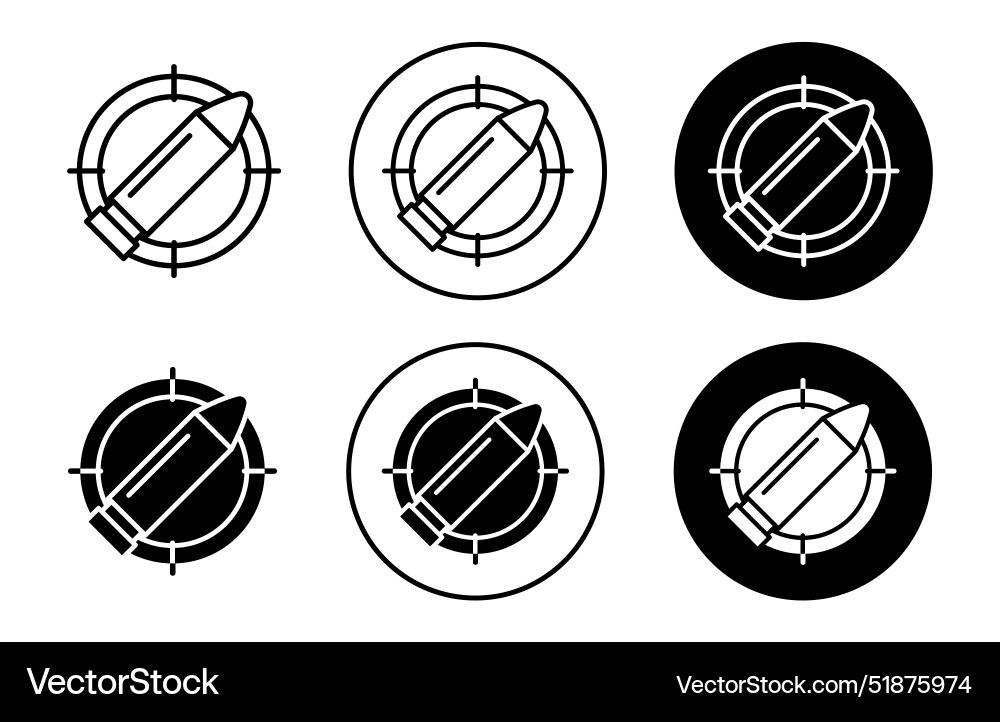 Bullet on target icon outline flat Royalty Free Vector Image