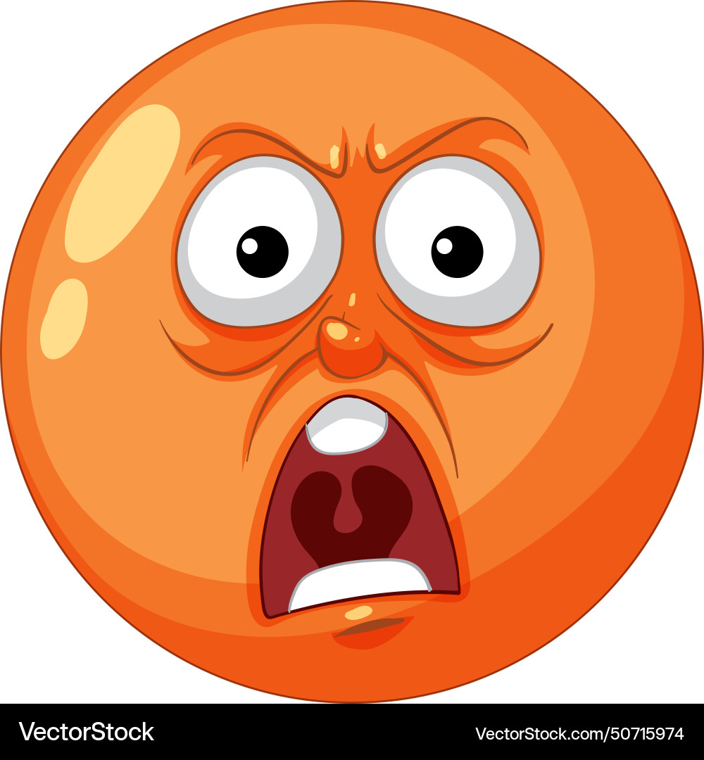 Cartoon orange emoji with a surprised expression Vector Image