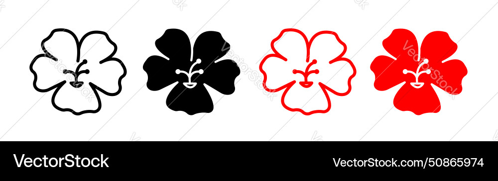 Hawaiian flower icon set hibiscus tropical Vector Image