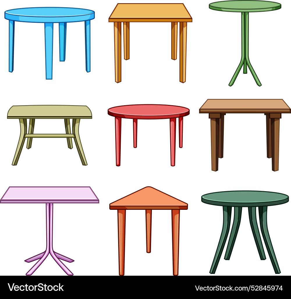 Plastic table set cartoon Royalty Free Vector Image