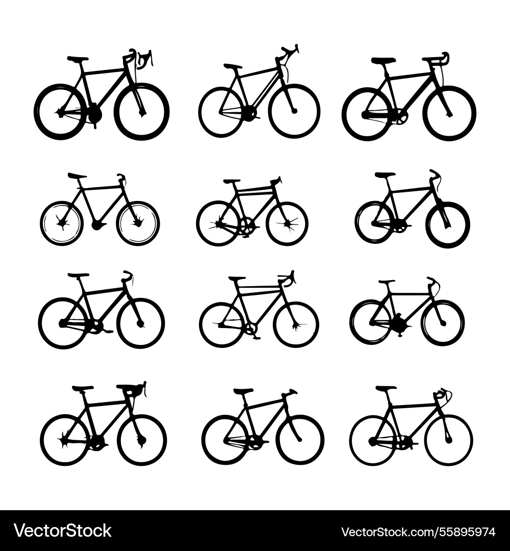 Set silhouette of cycle white background Vector Image