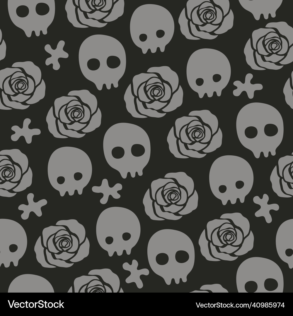 Skull rose seamless pattern background Royalty Free Vector