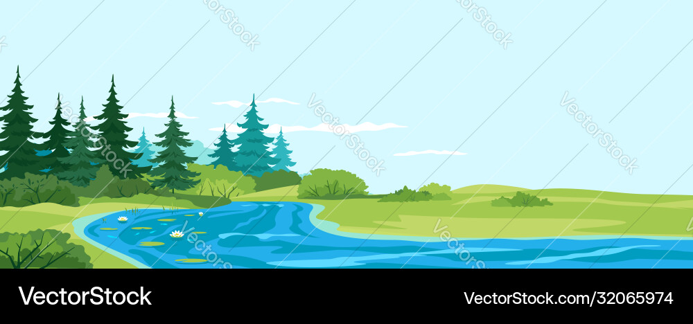 Small river nature landscape Royalty Free Vector Image