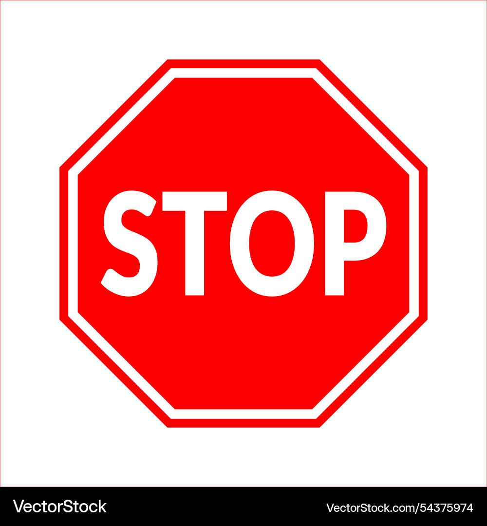 Stop traffic sign red Royalty Free Vector Image