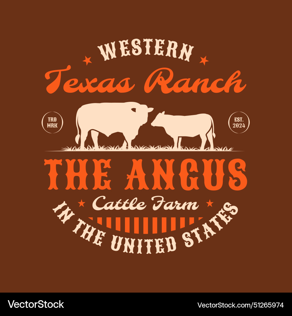 Vintage retro rustic angus cow beef cattle farm Vector Image