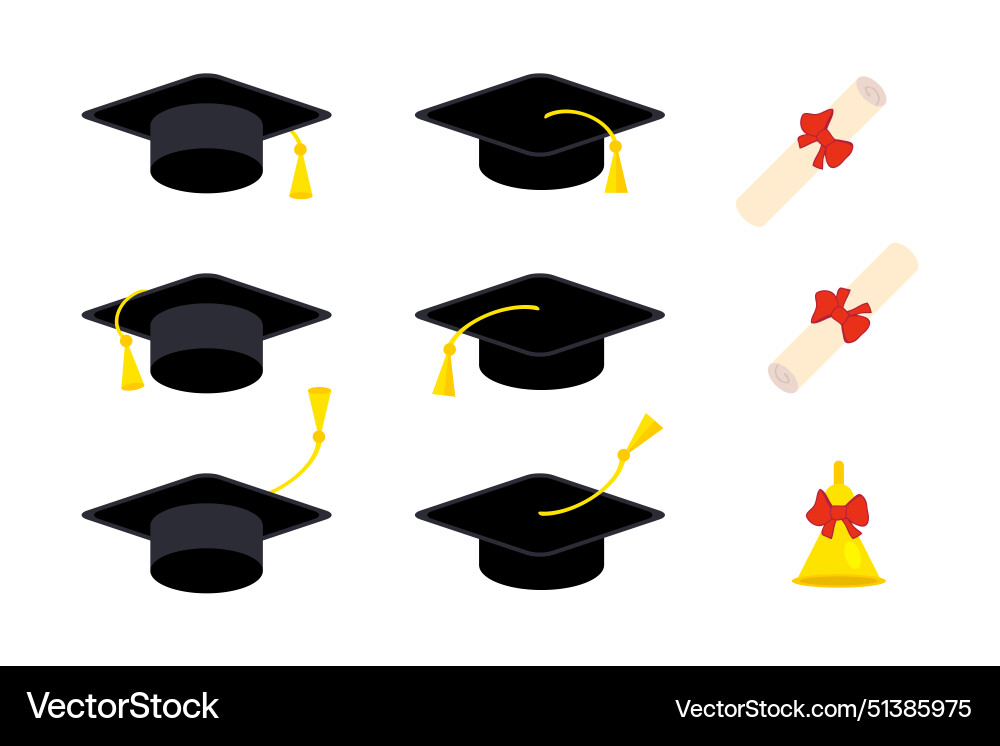 Class of graduation elements collection Royalty Free Vector