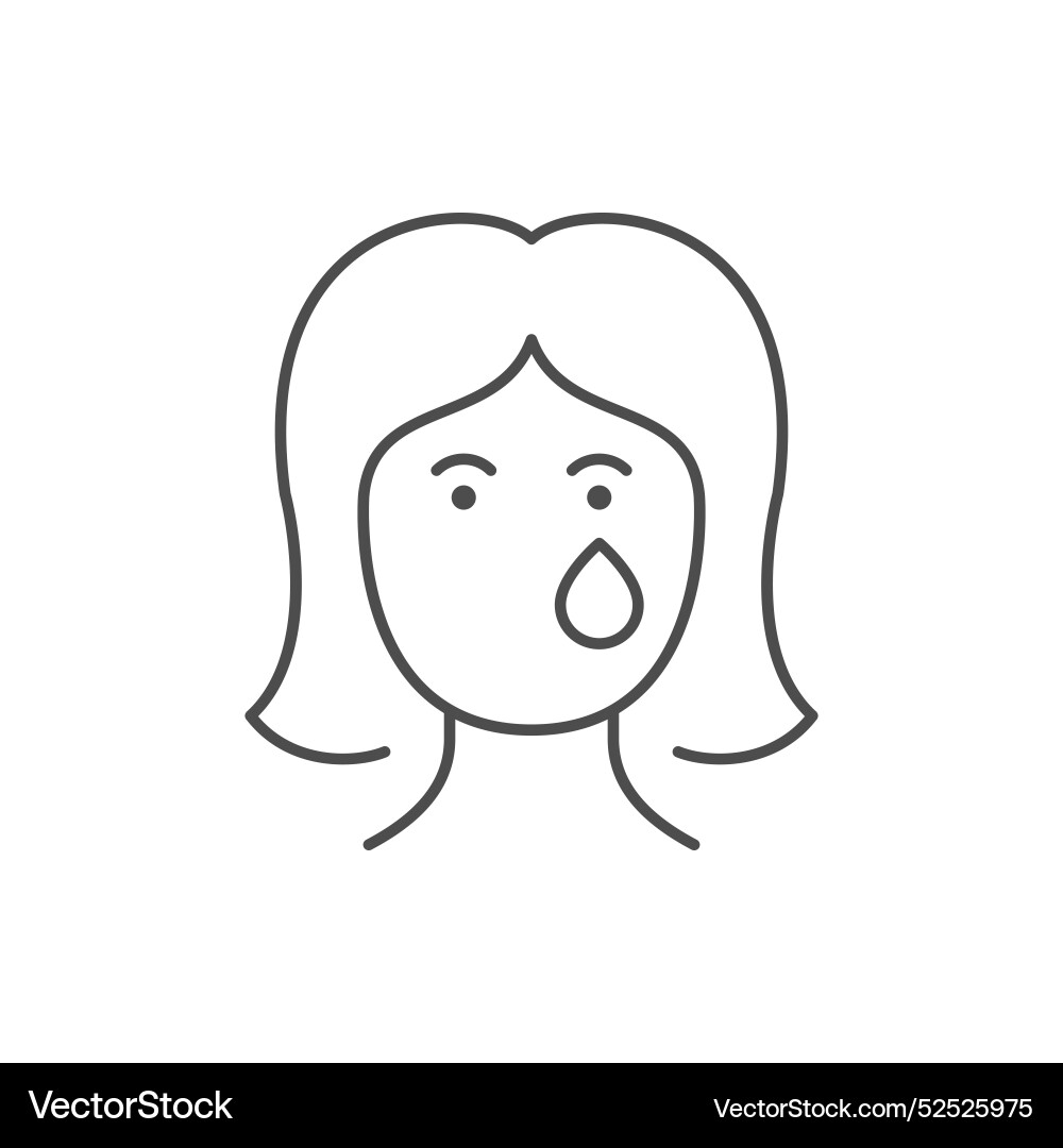 Crying woman line outline icon Royalty Free Vector Image