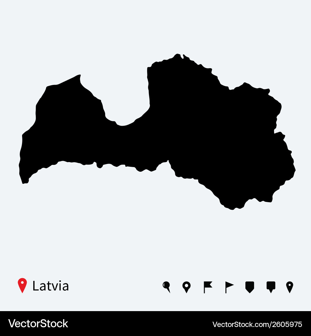 Detailed Latvia Map with Navigation Icons Vector Image