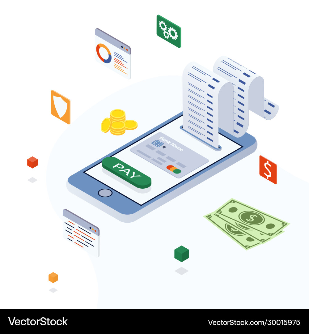 Electronic bill online payment pay history Vector Image