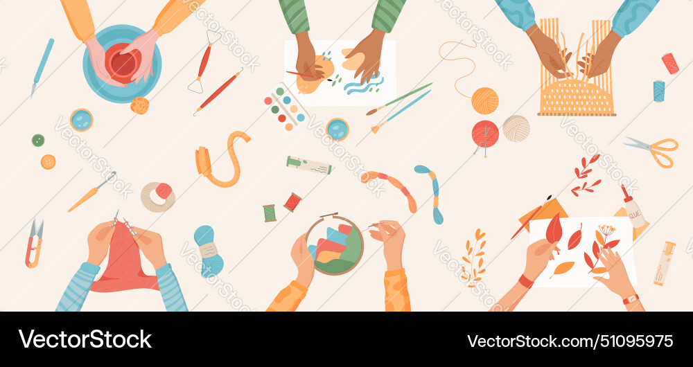 Handicraft art class hobby flat Royalty Free Vector Image