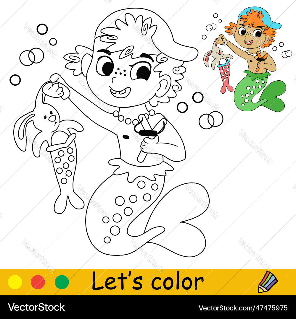 Boy Merman Coloring Pages Merman Coloring Book For Kids: Mythical