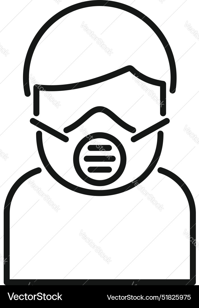 Man wearing protective mask icon outline style Vector Image