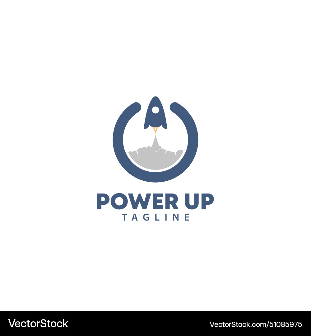 Power up rocket with upward direction logo symbol Vector Image