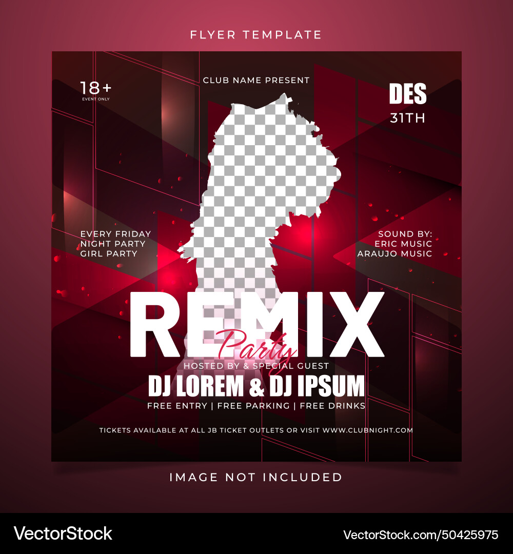 Remix party flyer template Royalty Free Vector Image
