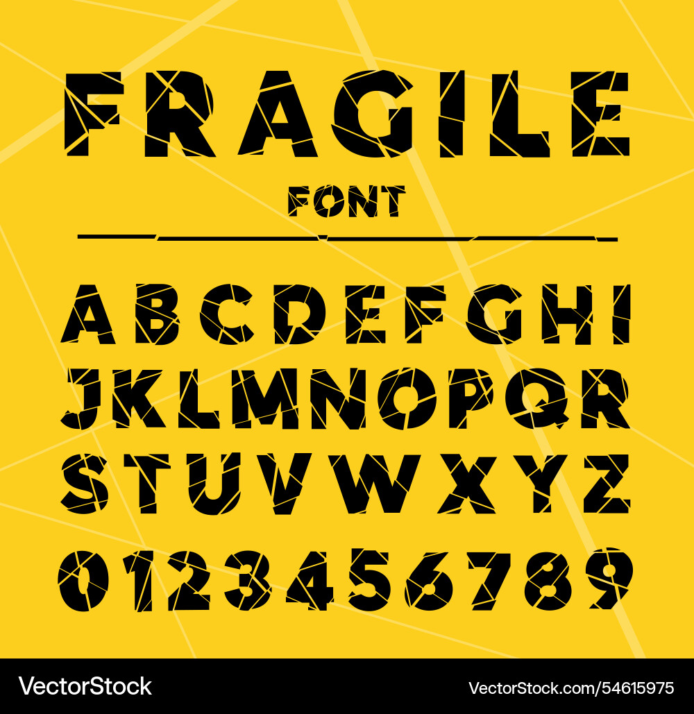 Shattered Font - Broken Alphabet Royalty Free Vector Image