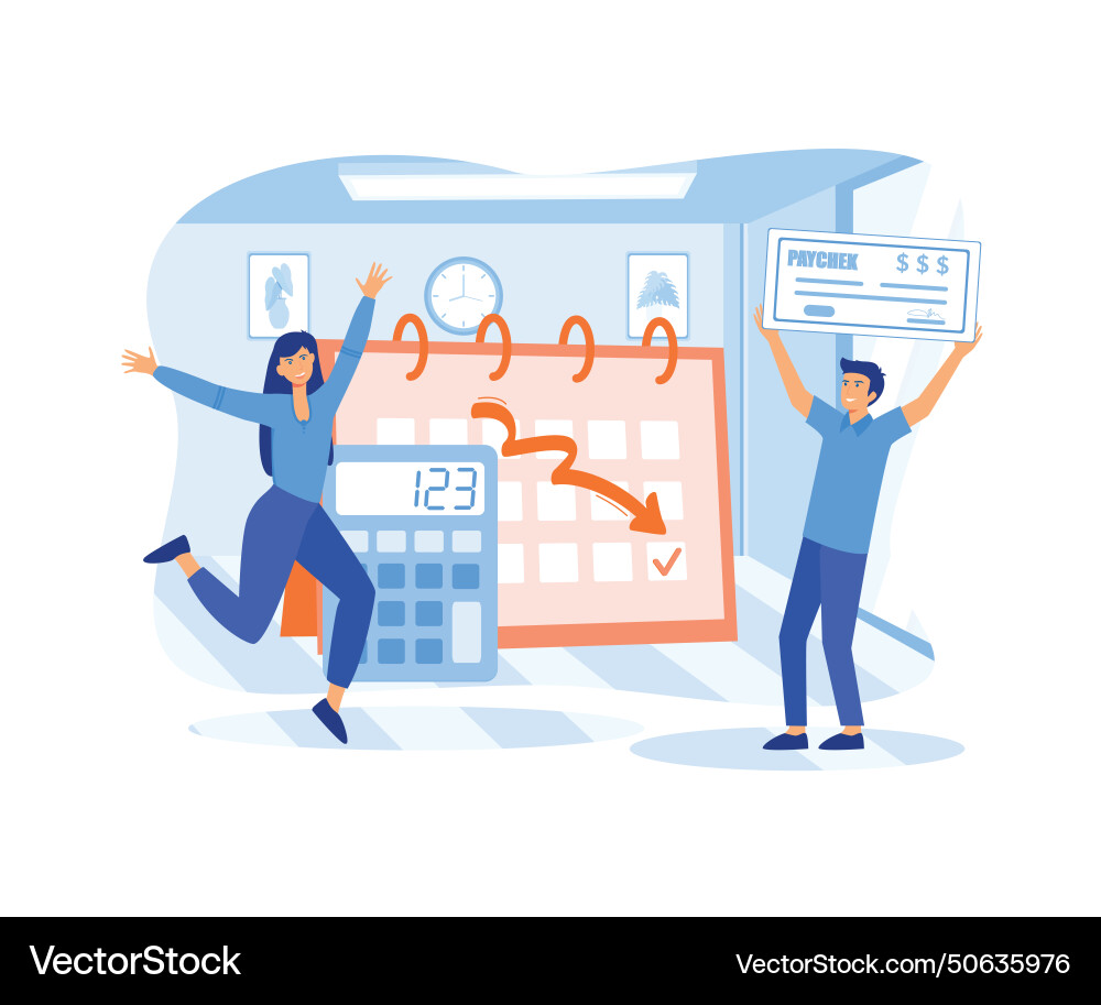 Calendar with payday calculator and small Vector Image