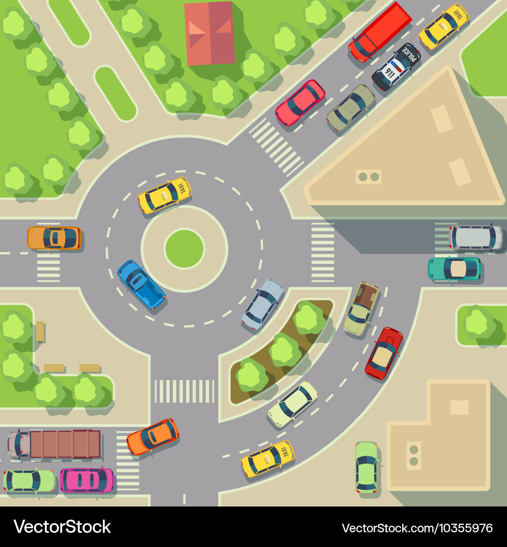 City Streetscape - Top View Royalty Free Vector Image