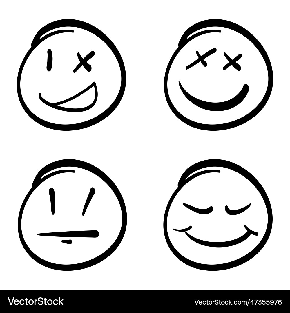 Doodle set emoticons emoji character with various Vector Image
