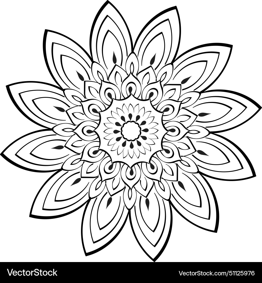 Elegant simple mandala line drawing for print Vector Image