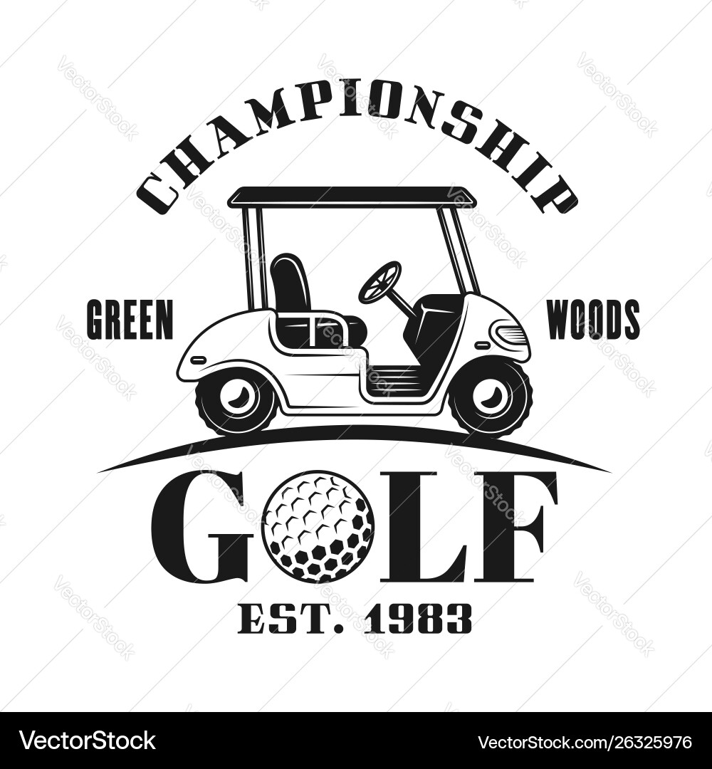 Golf cart emblem label badge or logo Royalty Free Vector