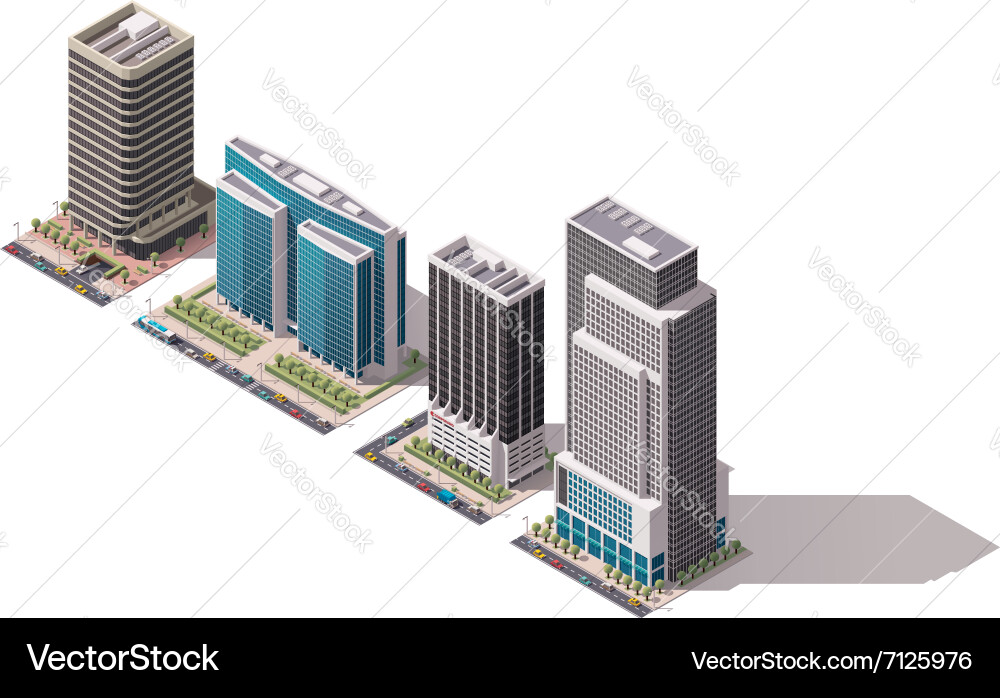 Isometric buildings set Royalty Free Vector Image