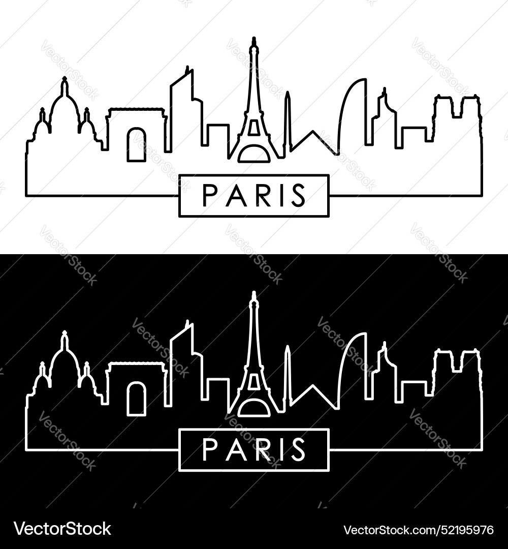 Paris skyline linear style single line editable Vector Image