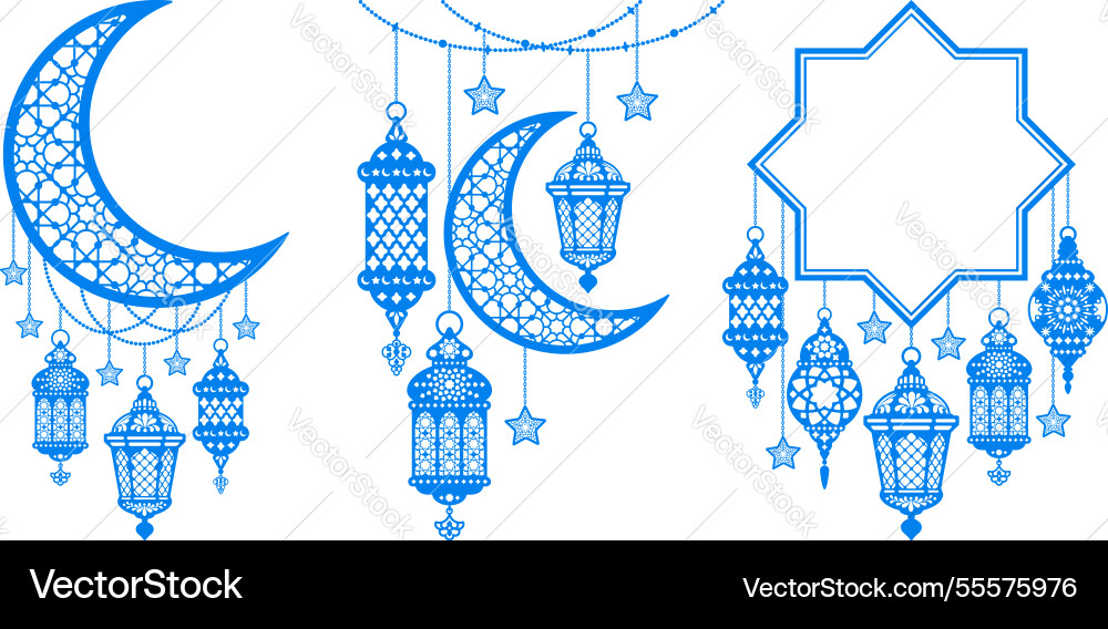 Ramadan lantern garland decoration set Royalty Free Vector