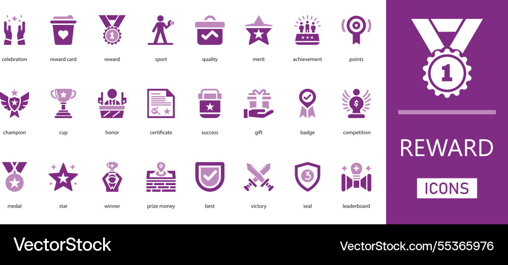 Reward flat icon set Royalty Free Vector Image