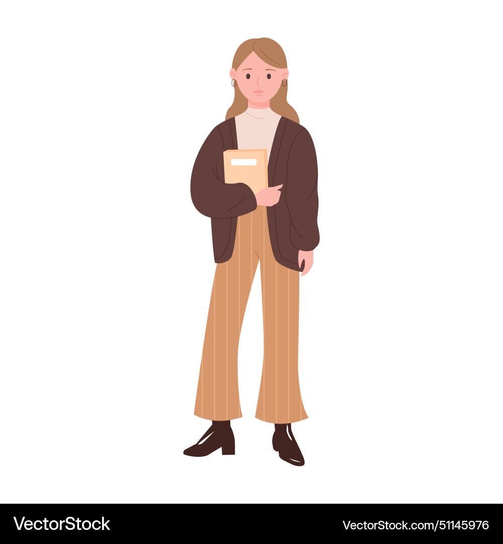University or college student standing with book Vector Image