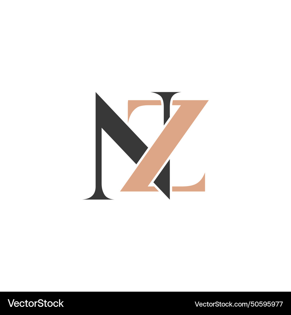 Alphabet initials logo zn nz z and n Royalty Free Vector