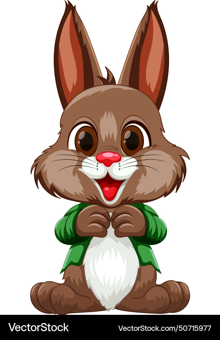 Cute brown rabbit with a joyful expression Vector Image