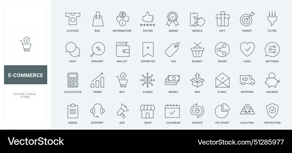 Ecommerce thin black and red line icons set shop Vector Image