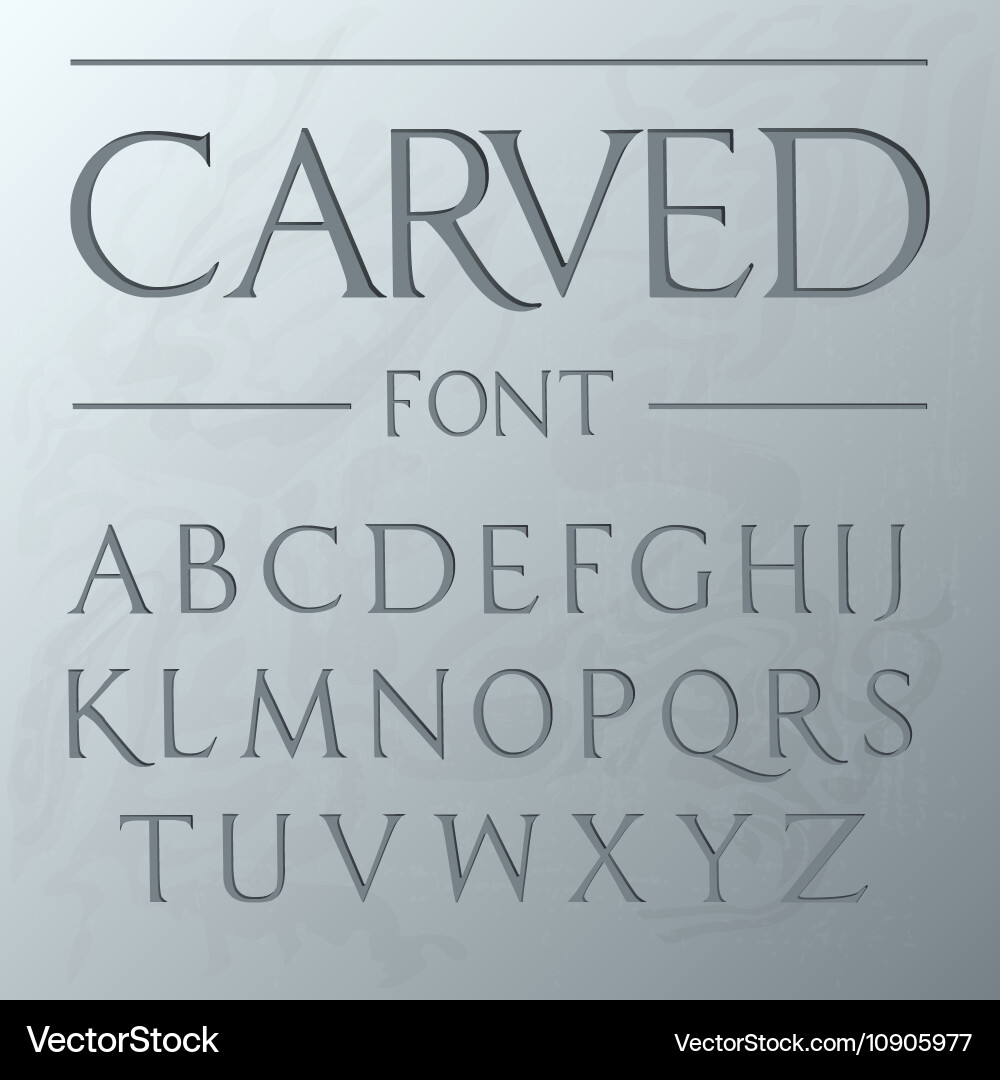 Engraved Font on Wall - Carved Lettering Vector Image