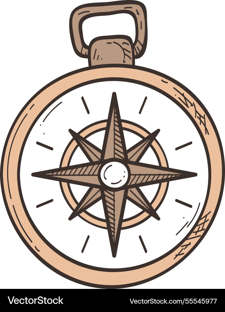 Hand drawn of a vintage compass Royalty Free Vector Image