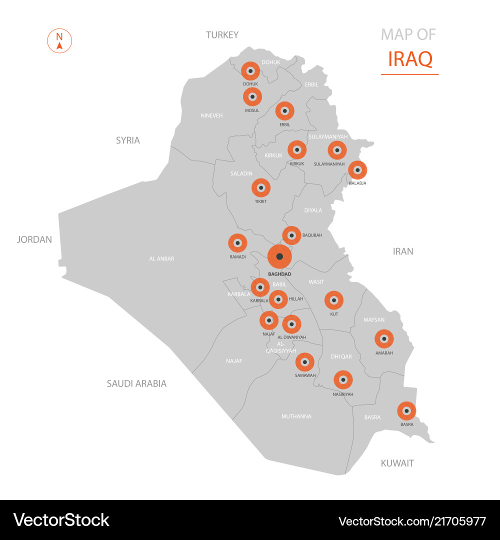 Iraq map with administrative divisions Royalty Free Vector