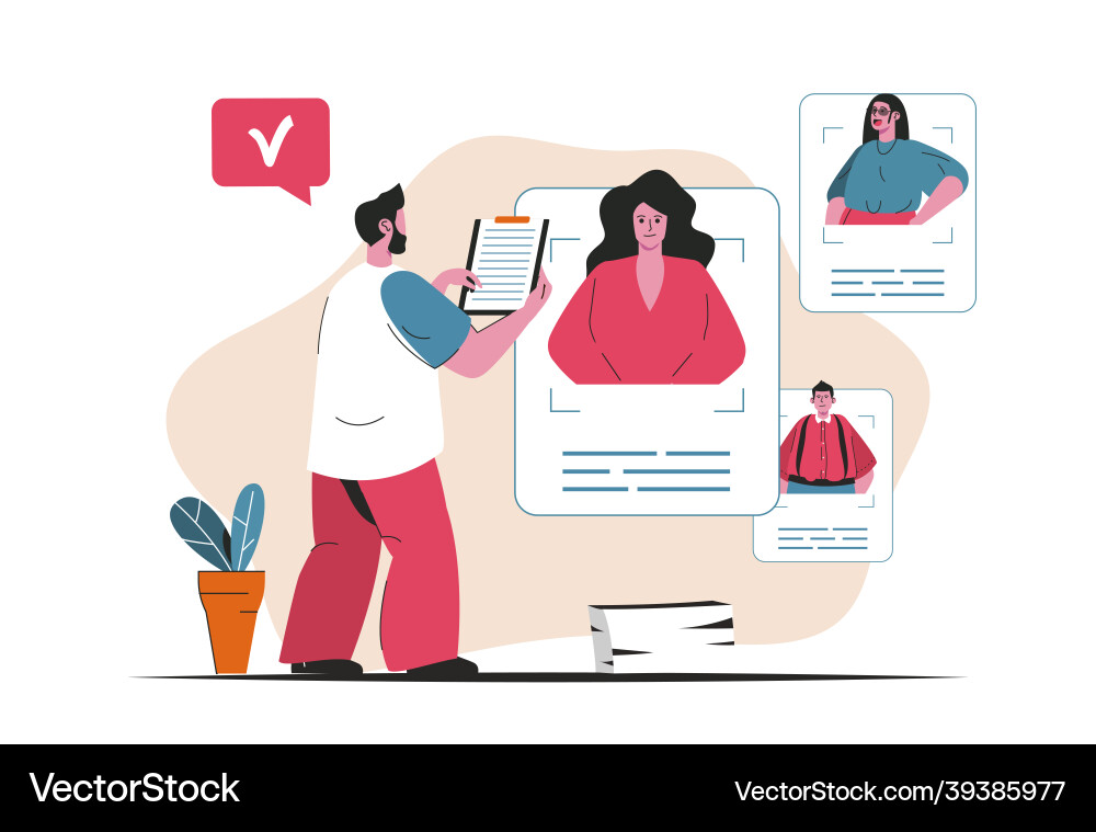 Recruitment agency concept isolated candidate Vector Image