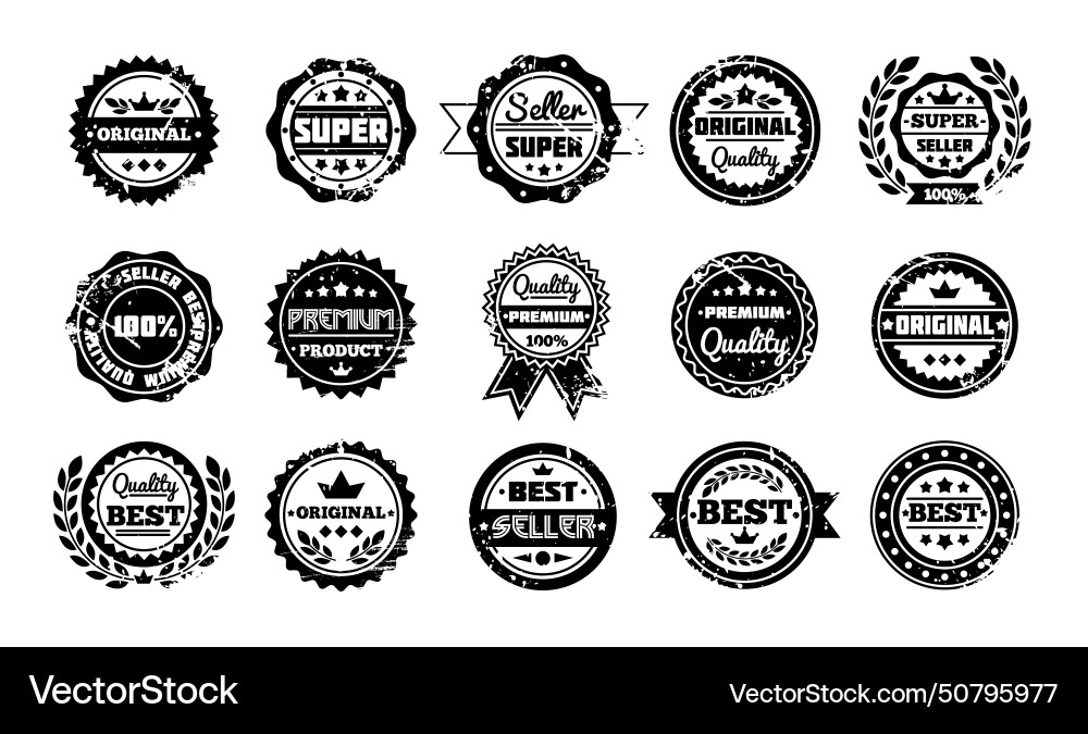 Stamp seal badge guarantee quality emblem label Vector Image