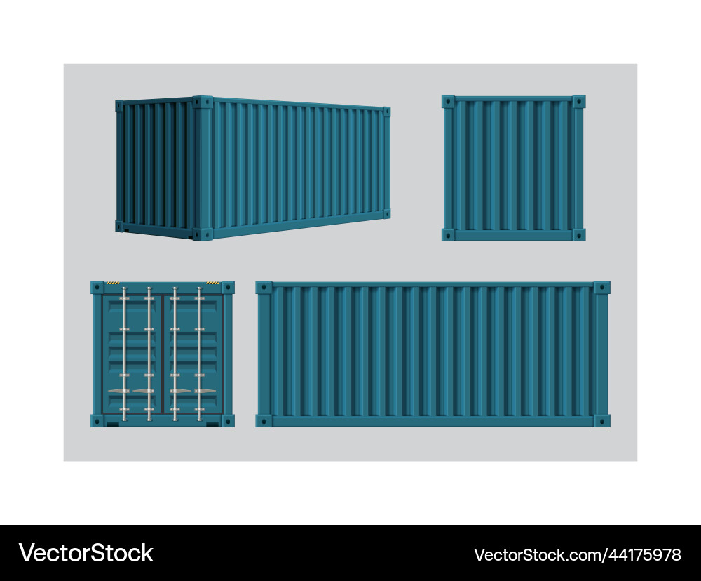 Container realistisch offen und geschlossen Stahl Vektorbild
