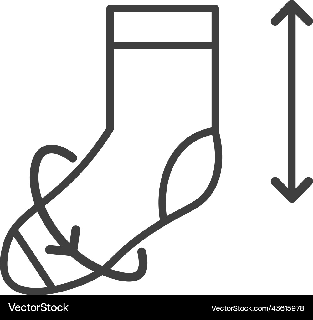 Dimensions and size chart of socks measurement Vector Image