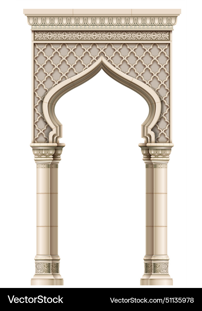 Eastern arch mosaic gate frame Royalty Free Vector Image