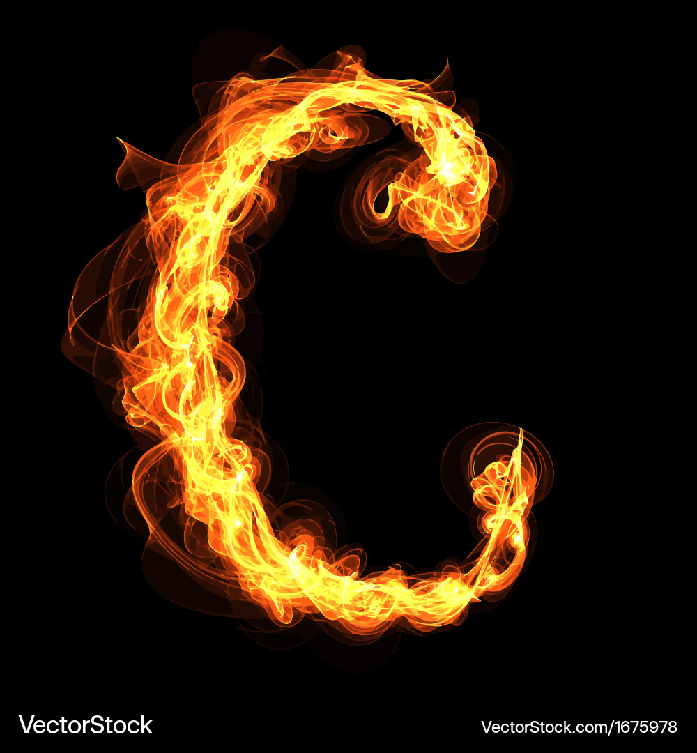 Flaming Letter C - Fire Alphabet Royalty Free Vector Image
