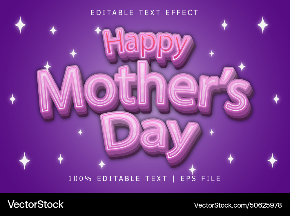 Happy mothers day editable text effect 3 Vector Image