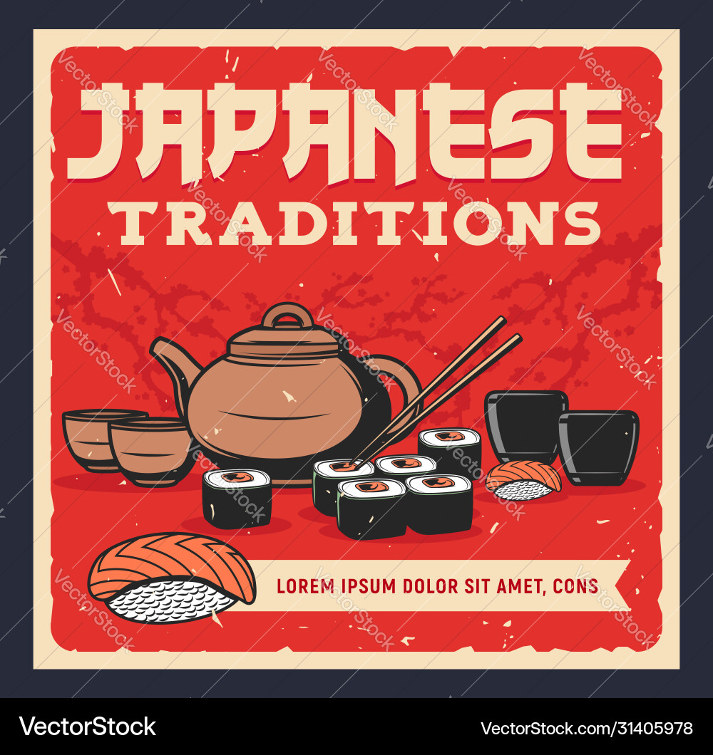 Japanese Sushi & Tea Royalty Free Vector Image