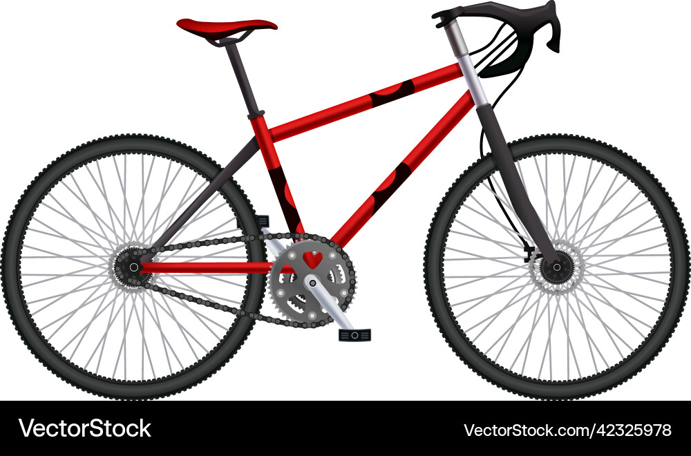 Realistic red bicycle composition Royalty Free Vector Image