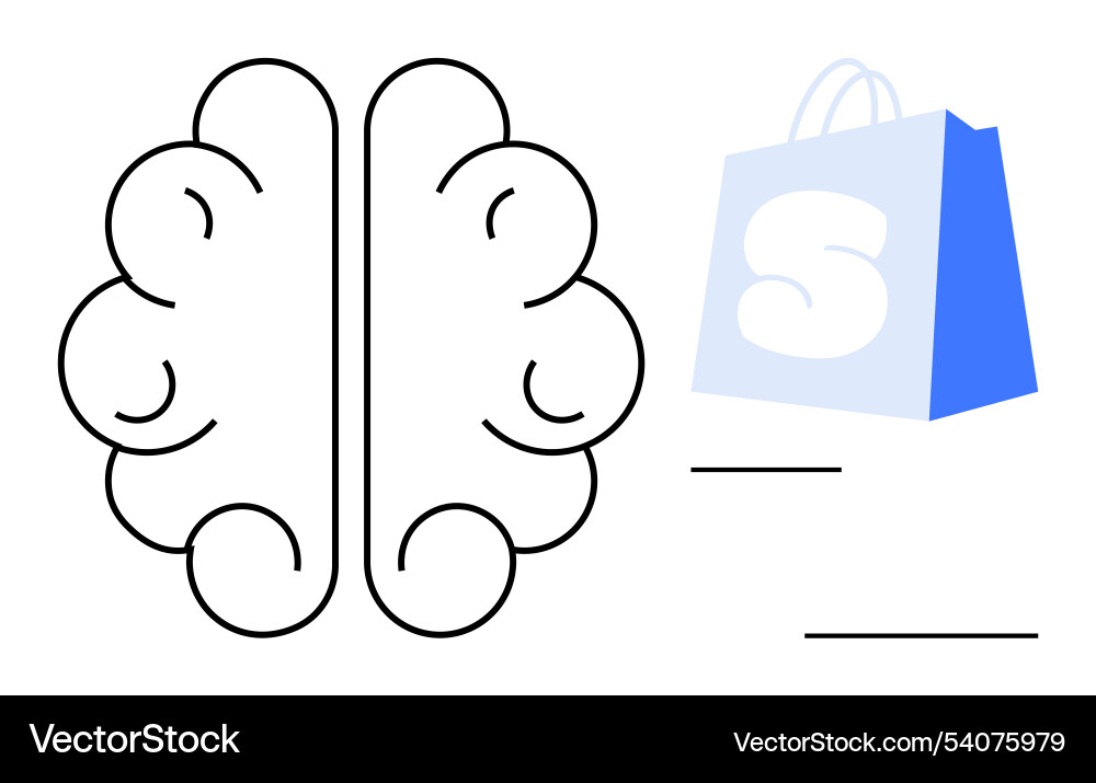 Brain and shopping bag design simple and clean Vector Image