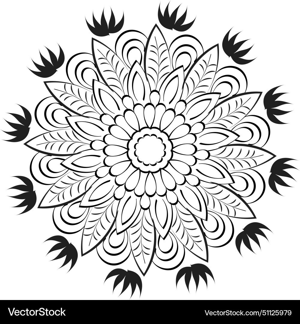Elegant simple mandala line drawing for print Vector Image